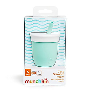 Munchkin® C’est Silicone! Open Training Cup with Straw for Babies and Toddlers 6 Months+, 4 Ounce, Mint
