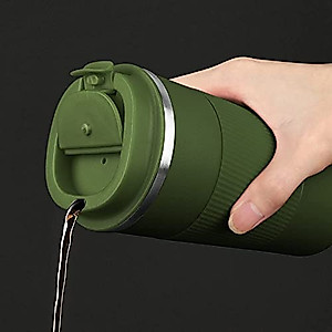 HASAGEI Travel Mug, Insulated Coffee Cup with Leakproof Lid - Vacuum Insulation Stainless Steel for Hot and Cold Water Coffee and Tea (green 380ml)