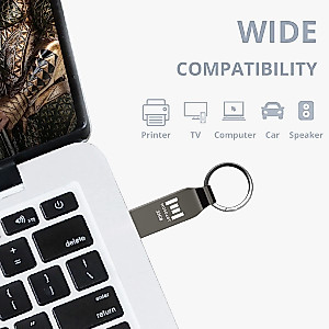 MOSDART Waterproof 32GB USB2.0 Flash Drive, FAT32 Metal Memory Stick with Keychain, for System Back, Data Storage, Titan Gray