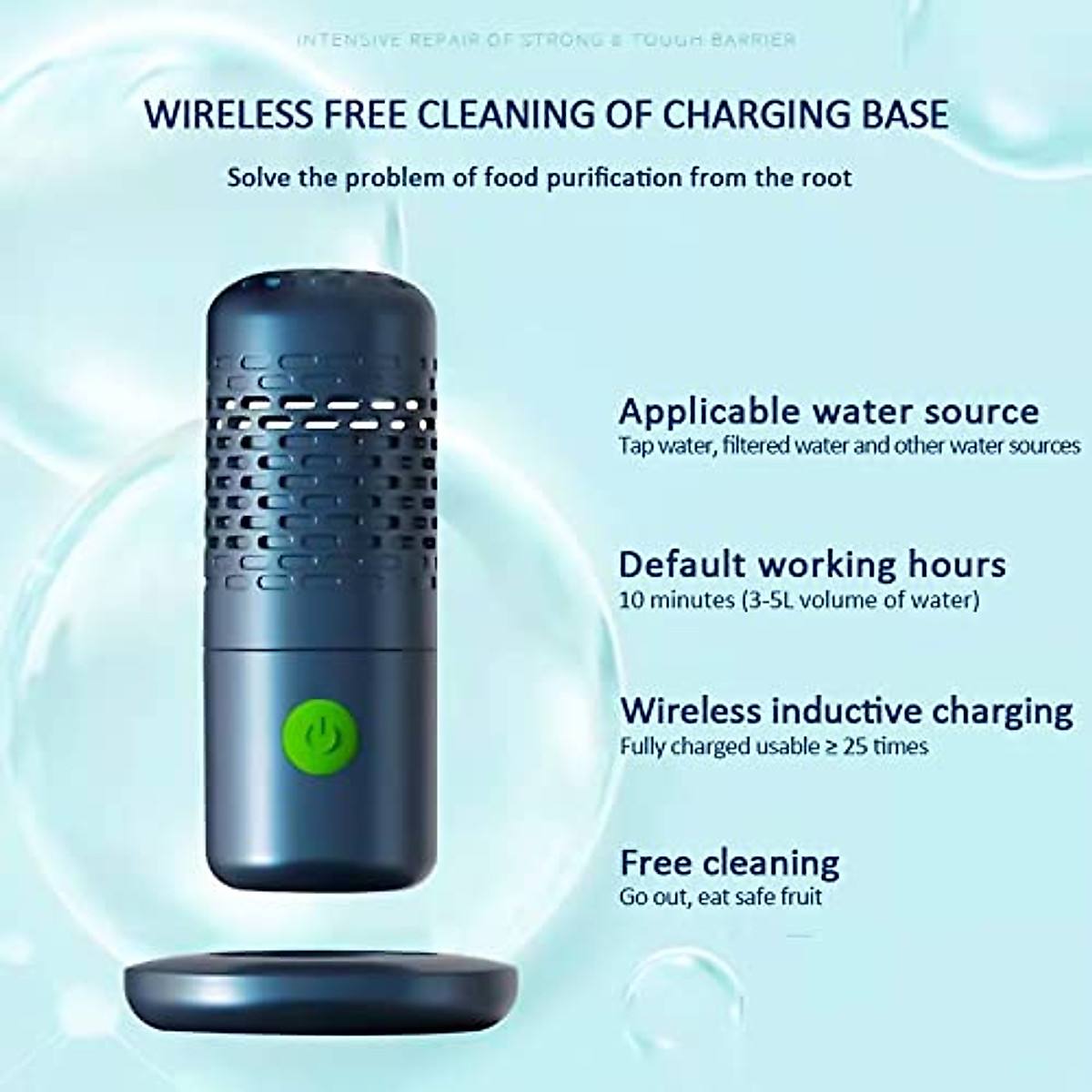 The Fruit And Vegetable Purifier Adopts Hydroxyl Water Ion Purification Technology, IPX7 Waterproof Uses Titanium Electrodes, Safe And Durable. Built-in 4400mah High-capacity Battery, Smaller Than A S
