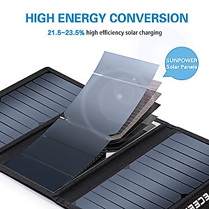 ECEEN Portable Solar Charger, 20W Solar Panel Charger for Cell Phone with Dual USB Output Waterproof Foldable Camping Solar Pnaels Survival Emergnecy Kit for Tablet GPS iPhone Camera & USB Devices