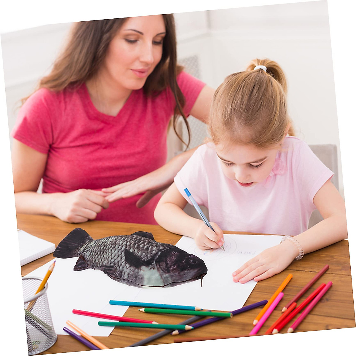 STOBOK Pencil Case Fish Shape Bag Large Capacity Pencil Bag Creative Pen Bag Pen Storage Bag Fake Fish Pen Bag Pencil Bag Stationery Holder Fish Bag Makeup Bag Fabric with Zipper