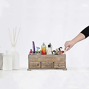 Creekview Home Emporium Wooden Cosmetic Storage - 3 Drawer Rustic Makeup Organizer for Beauty Products, Brushes, Jewelry