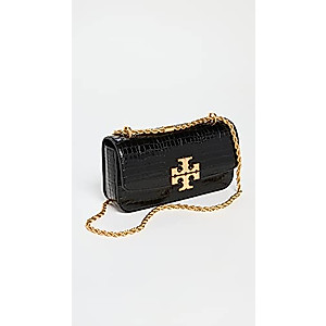 Tory Burch Women's Eleanor Embossed Small Convertible Shoulder Bag, Black, One Size