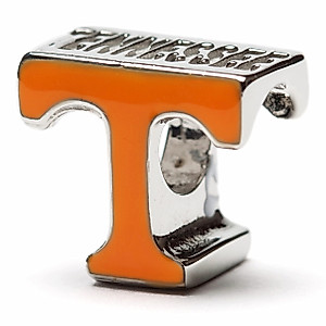University of Tennessee Charm for Charm Bracelets - Tennessee Orange Power T Bead - Hypoallergenic Stainless Steel Charms - Tennessee Vols Gifts for Her