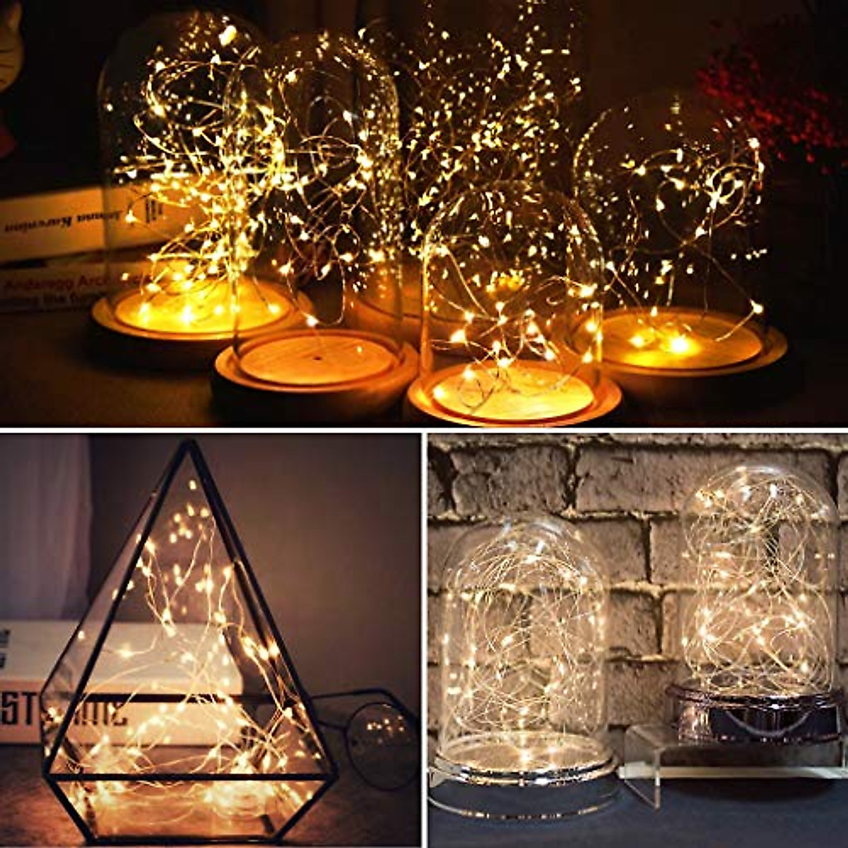 Battery Powered Fairy String Lights 8 Pack 10 ft 30 LED Starry Lights for DIY Mason Jar Wine Bottle Glasses Lighting for Home Bedroom Patio Wedding Christmas Table Decoration (Warm White)