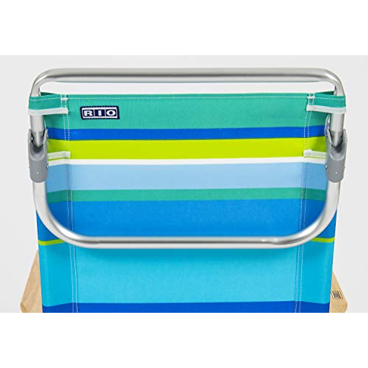 RIO beach Classic 5-Position Lay-Flat Folding Beach Chair, 30.8" x 24.75" x 29.5", Cool Blue Stripes