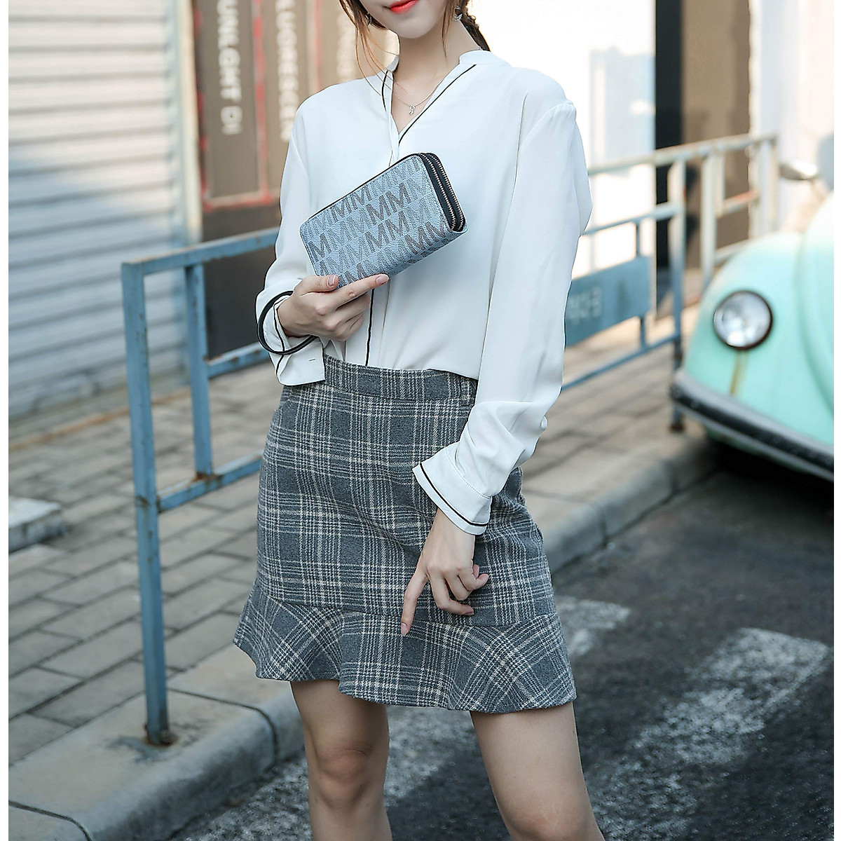 MKF Collection Wristlet Wallet for Women, Small Vegan Leather Credit Card Holder with Zipper Coin Pocket Wallet Purse Handbag By Mia K