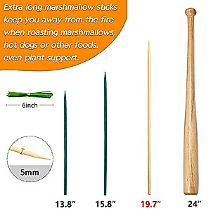 BLUE TOP Bamboo Marshmallow Grilling Sticks Smores Skewers 19.7 Inch 5mm Thick 60 PCS Extra Long Heavy DutyWooden Skewer BBQ Hot Dog Skewer,Great for Camping,Parties,Weddings and Plant Stakes.