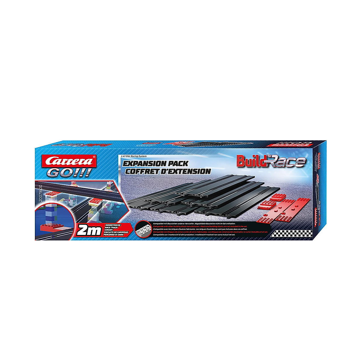 Carrera GO Build 'N Race Expansion Pack Includes 6 Straights and 2 Clips/2Crossbars Compatible with Toy Building Blocks