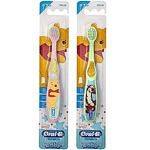 Oral-B Baby Manual Toothbrush, Pooh Characters, 0-3 Years Old, Extra Soft (Characters Vary) - Pack of 2