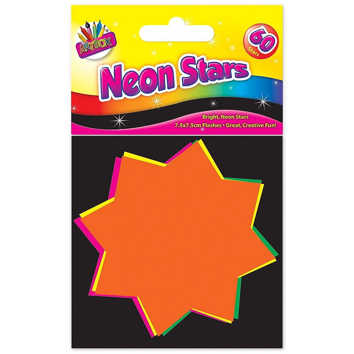 Artbox 7.5x7.5cm Fluorescent Stars (Pack of 60)