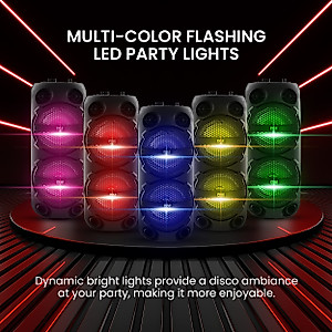 PyleUsa Portable Bluetooth PA Speaker - 200W Dual 6" Rechargeable Indoor/Outdoor BT Karaoke Audio System - TWS,LED Display, FM/AUX/MP3/USB, 6.5mm in, Carry Handle - Wireless Mic, Remote Control