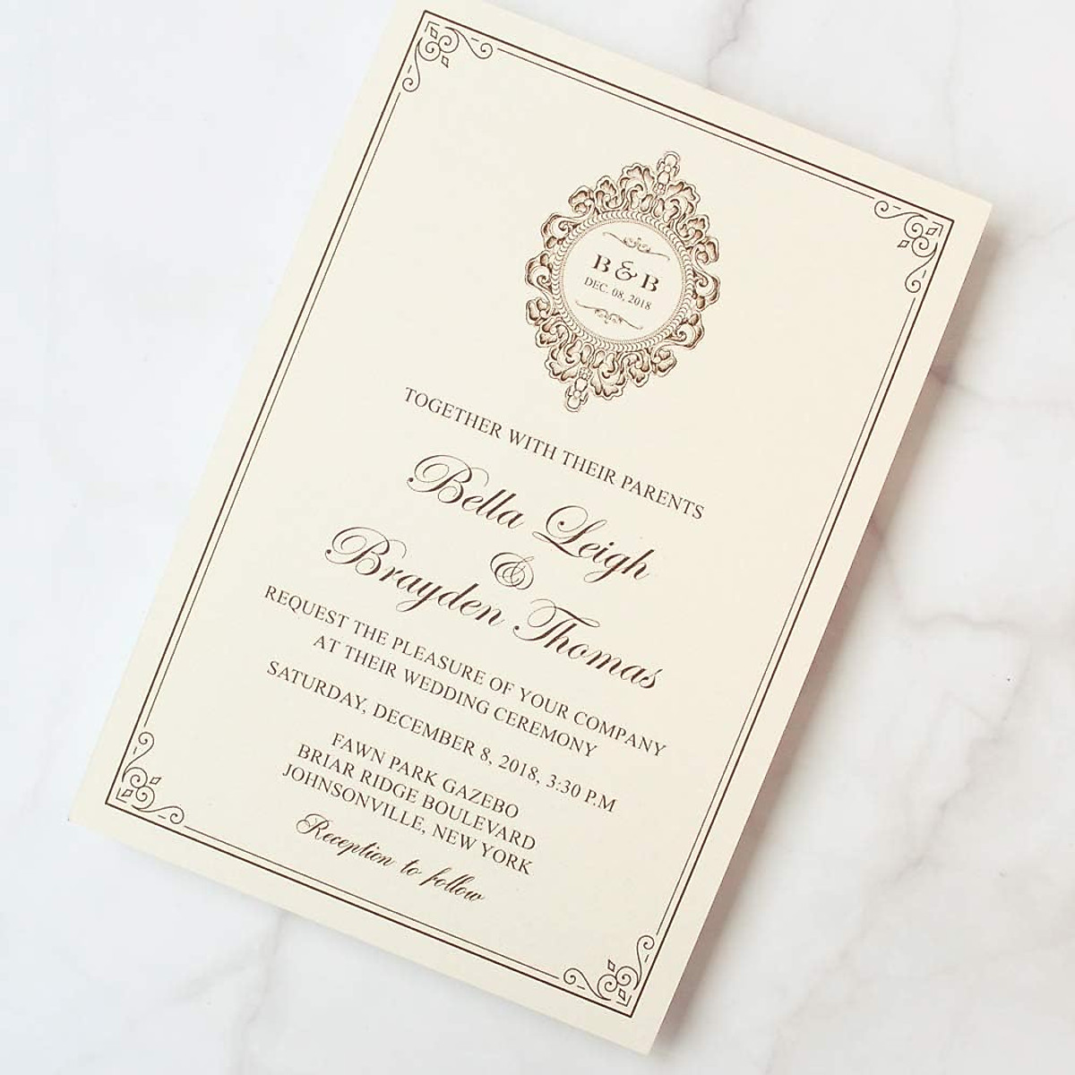 Picky Bride 25-Set Luxury Pocket Wedding Invitations, European-style Ivory Blank Cards, Gold Envelopes and Seals, 127 x 185mm