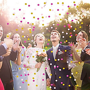 Grevosea 6000 Pieces Tissue Paper Confetti, Circle Table Confetti 1 Inch Round Paper Confetti Dots Valentines Confetti for Wedding Birthday Anniversary Christmas Party Decoration(Rose Red)
