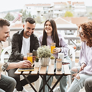 RENYIH 2 Pack 24oz Glass Cups with Bamboo Lids & Straws & 2 Airtight Lids - Reusable Glass Smoothie Cup, Iced Coffee Glasses,Travel Glass Tumbler for Milkshakes,Juice