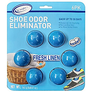 Air Jungles Odor Deodorizer Balls for Shoes, Gym Bags, Drawers, and Locker, Fresh Linen, Natural Tea polyphenols and Essential Oil Long Lasting Odor Eliminator Air Freshener Twist Ball