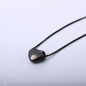 U7 Cute Heart Choker with Black Gun Plated Italian Box Chain Pendant Necklace, 17-19 Inch