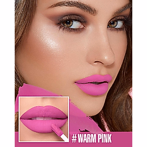 HANLADY Pink Lipstick Matte, Bright Pink Liquid Lipstick Long Lasting for Women, Smudgeproof Lipsticks Color Stay Lip Stain No Transfer No Smear, Vegan & Cruelty-Free (901 Cool Pink)