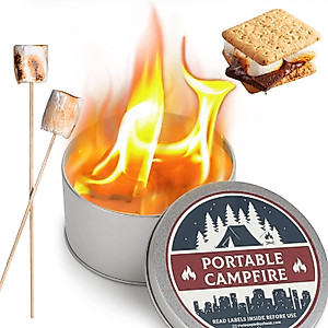 MCleanPin Tabletop Fire Pit for S’Mores,Portable Campfire in A Can,Camping Candles,Mini,Emergcy Heater for Outdoor,3-5 Hours Bonfire Burn Time,No Wood No Embers for Camping Food and Home Indoor