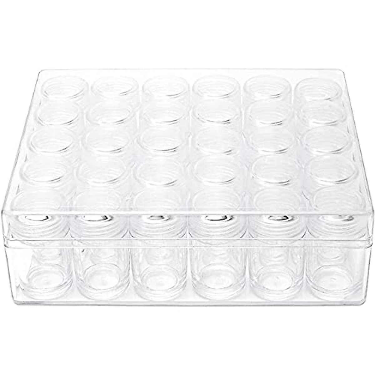 Juvale Plastic Box Storage with Jar Containers for Glitter, Beads, Rhinestones (6.5 x 2 x 5.5 In)