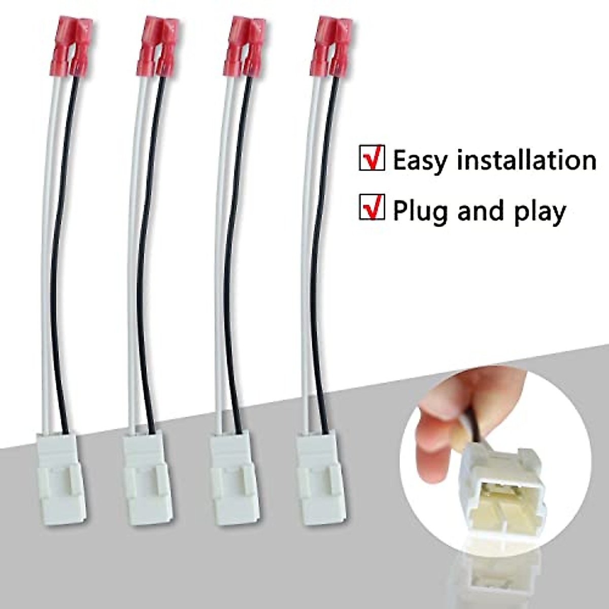 4 Pack Speaker Harness for Jeep Dodge Chrysler Models Front Rear Door Speaker Wiring Harness Adapter 72-6514 - Door Speaker Replacement Speaker Wire Harness