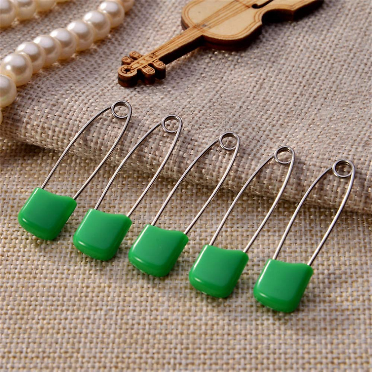 Baby Flower 100Pcs 5.5cm Long Baby Safety pin Plastic Head Diaper pin Sturdy Stainless Steel Diaper pin with Safety Lock