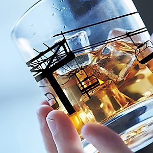 Toasted Tales Chairlift Lake and Lodge Collection | 11 oz Bourbon Whiskey Rock Glass | Novelty Whiskey Tasting Glasses | Home Décor Accessory | Outdoor Glass