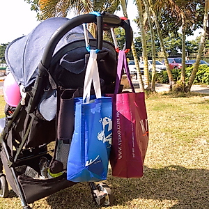 Stroller Hooks, 2 Pack 5.4" Aluminum Steel Large Carabiner - Stroller Organizer Hook Clips for Hanging Diaper Bags