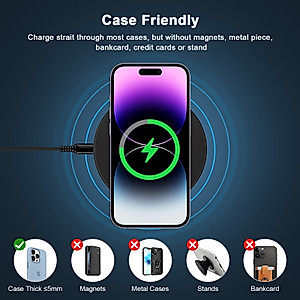 15W Samsung Wireless Charger Fast Charging Pad for Samsung Galaxy S24/S24 Ultra/S24+/S23/S22/S21 FE/S20/Z Fold 5 4 3/Z Flip 5 4 3/S10/S9/S8/Note 20,iPhone 15 14 13 12 11 Pro Max,Pixel 8 Pro 7 6 5 4 3