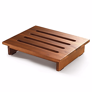 Holana 3.5" One Step Stool for Adults - Step Stools for Bed - Indoor/Outdoor - 550 lbs Safety Stepping Stool Bathroom for Handicap, Elderly, Seniors, Kid, Bathtub, High Beds, Kitchen (Acacia Wood)