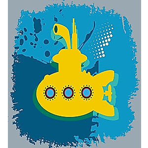Ambesonne Yellow Submarine Duvet Cover Sets, Illustration of a Submarine Bubbles Under The Sea Print, Bedding Set with 2 Duvet Covers & 4 Pillowcases, 2 Pack Queen Size, Mustard and Petrol Blue