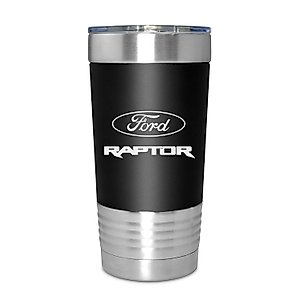 iPick Image for Ford F150 Raptor 20 oz Dual-Wall Insulated Stainless Steel with Black Silicone Sleeve Travel Tumbler