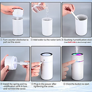 Mini Humidifier, Cool Mist Portable Mini USB Humidifier for Plants Car Baby Bedroom with Auto Shut-Off, Best Personal Humidifier (320ML-White)