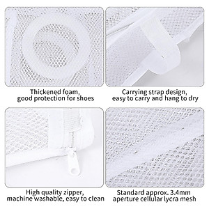 Shoes Washing Machine Bag for Women Kids,Double Mesh Sneaker Cleaning Bag Fits Sneaker Up to Size 8, Shoe Laundry Bag for Gym Shoes, Slipper, Flat Shoes (14.5 x 12 x 6 inch) (M-Up to Size 8)