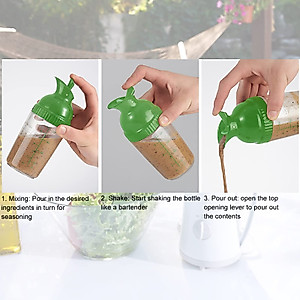 Dechoga Salad Dressing Container,200ml Salad Dressing Shaker,Salad Dressing Shaker Container Dripless Pour,Leak-free,Soft Grip,Homemade Salad Dressing Bottle Mixer Measure with Lid (Green)
