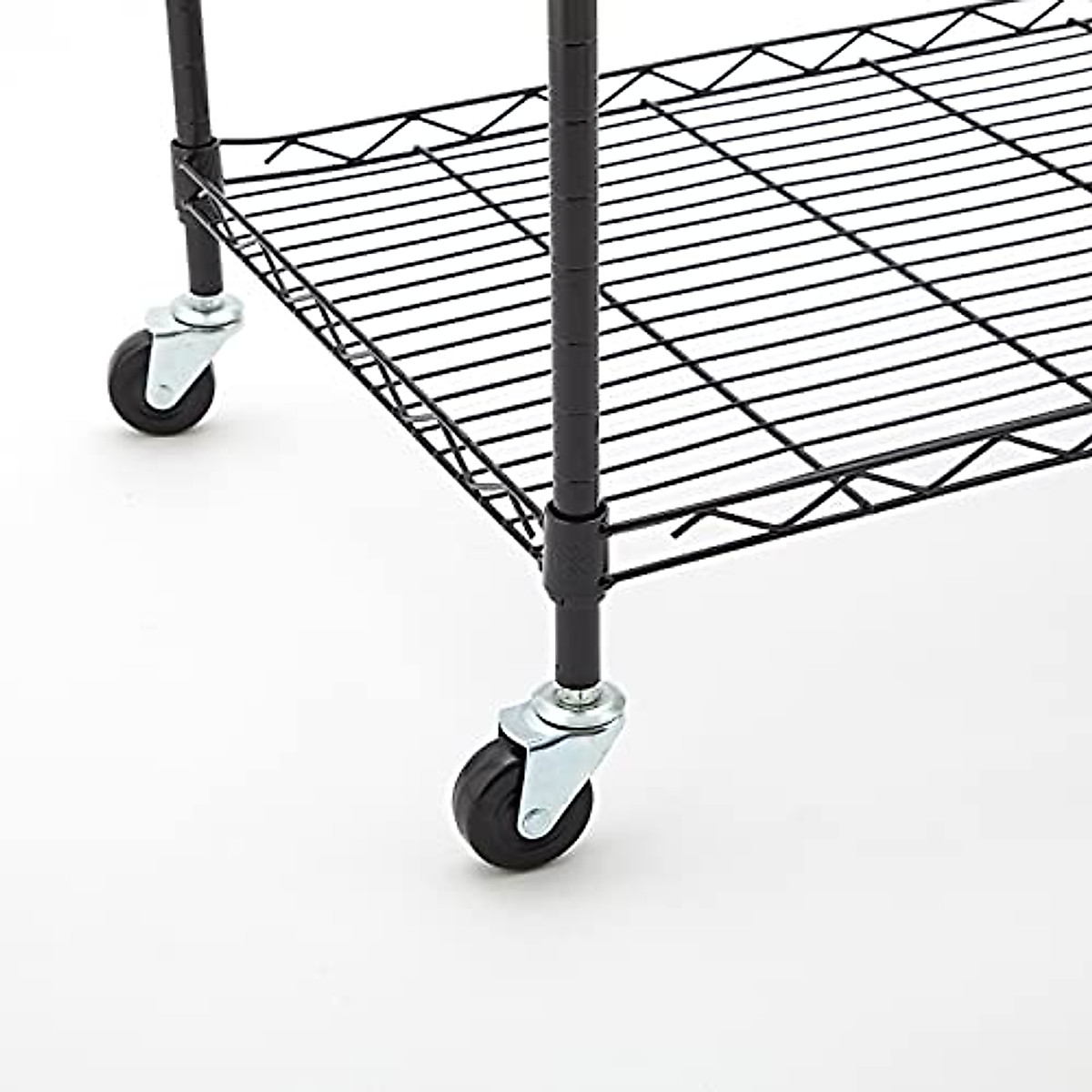 4 Shelf Garage Shelving Unit, Metal Shelves with Wheels Heavy Duty (168 lbs per Shelf), Adjustable Storage Rack, NSF Wire Shelving, Utility Shelf for Kitchen Pantry Rack, Black