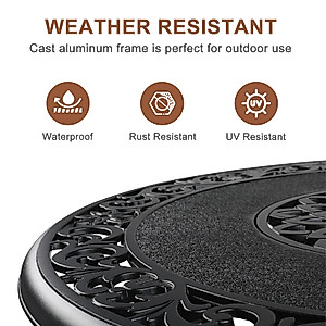 VINGLI Outdoor Bar Table, Cast Aluminum Bar Height Patio Table with Umbrella Hole Patio Dining Table, Tall Outdoor Table Bistro Table Outdoor Furniture Garden Table 32" Dia x 41 H (Black)