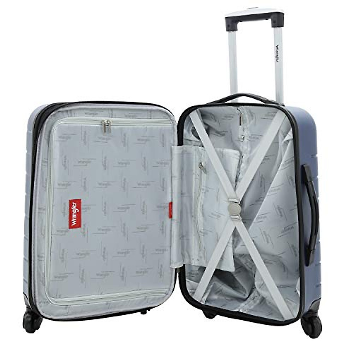 Wrangler Smart Luggage Set with Cup Holder and USB Port, Navy Blue, 20-Inch Carry-On