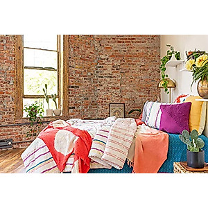 Refinery29 | Arden Bedding Collection | Premium Cotton Textured Throw Blanket, Modern Design for Luxury Home Décor (50 x 70, Orange)