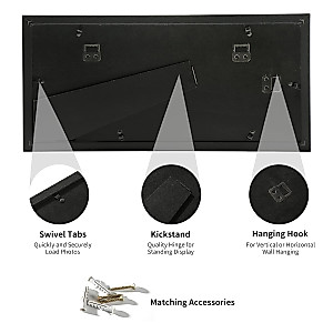 UMICAL 5x7 Picture Frame 2-Opening Collage Picture Frames Gallery Style Black Wood Landscape Photo Frames with HD Plexiglass for Tabletop Stand and Wall Mounting