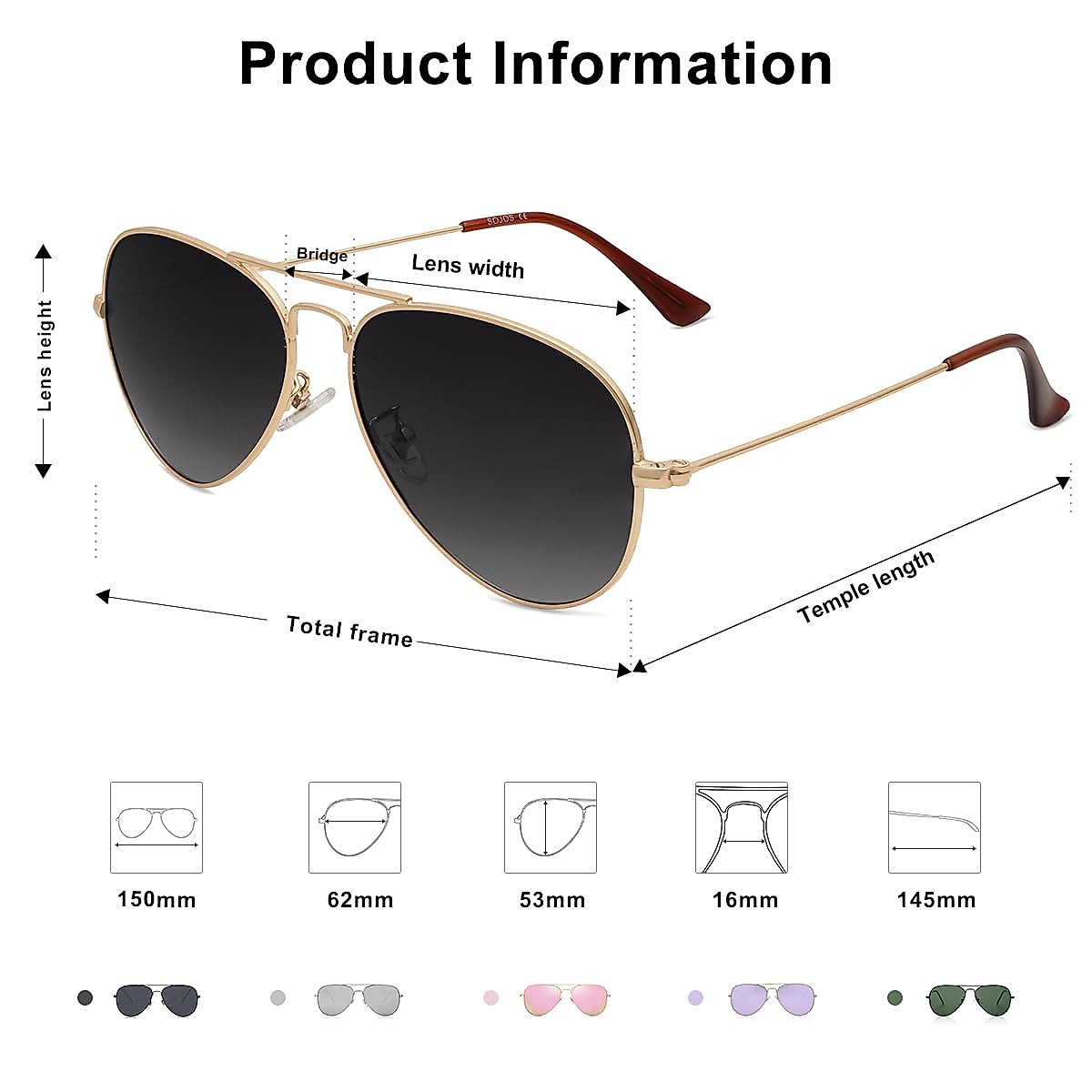 SOJOS Classic Aviator Polarized Sunglasses for Men Women Vintage Retro Style,Gold/Gradient Grey