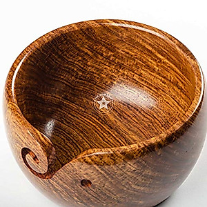 Handmade Rosewood Yarn Storage Bowl for Knitting & Crocheting by SIC | A Perfect Yarn Storage Bowl for Yarn Winder & Crochet Hook Accessories Holder (7 x 4", Rosewood Simple)