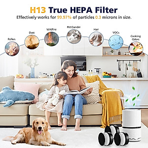 Cabiclean LV-H132 Replacement Filter Compatible with LEVOIT LV-H132 Air Purifier, 3-in-1 H13 True HEPA Filter High-Efficiency Activated Carbon Filter, Part # LV-H132-RF, 3 Pack