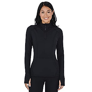 Yogalicious Nude Tech Half Zip Long Sleeve Jacket with Front Pockets - Black - XS