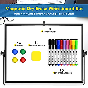 Small Monthly Calendar Dry Erase Whiteboard for Wall, 16in x 12in Magnetic Dry Erase Board, Hanging Double-Sided White Board, Portable Board for Drawing, Kitchen, Planning, Memo, School, Home, Office