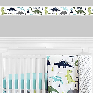 Sweet Jojo Designs Baby Childrens and Kids Wall Paper Border for Blue and Green Modern Dinosaur Collection