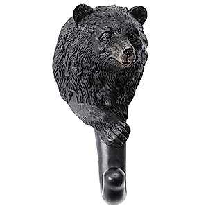Scicalife Wall Mounted Hooks Single Wall Hook Black Head Wall Hanger Vintage Animal Shaped Coat Hat Hook Heavy Duty Rustic Decorative Wall Sculpture for Hanging Scarves Bags Purses Metal Hanger