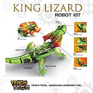 Elenco Teach Tech King Lizard, Interactive Lizard Robot Kit, STEM Creative Toys for Kids 10+ includes Assembly Parts
