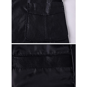 chouyatou Men's Stylish 2 Button Faux Leather Suit Blazer Jacket Sport Coat (Large, Black)